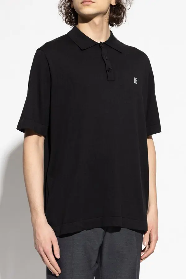 Balmain Polo With Logo - Black