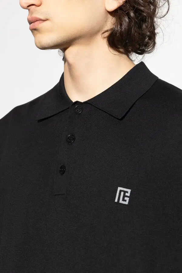 Balmain Polo With Logo - Black