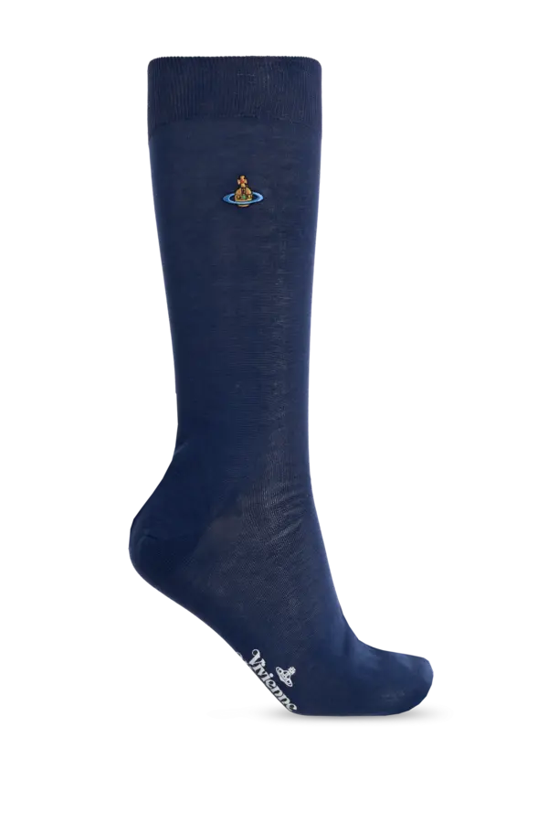 VIVIENNE WESTWOOD Cotton Logo Socks - Navy Blue