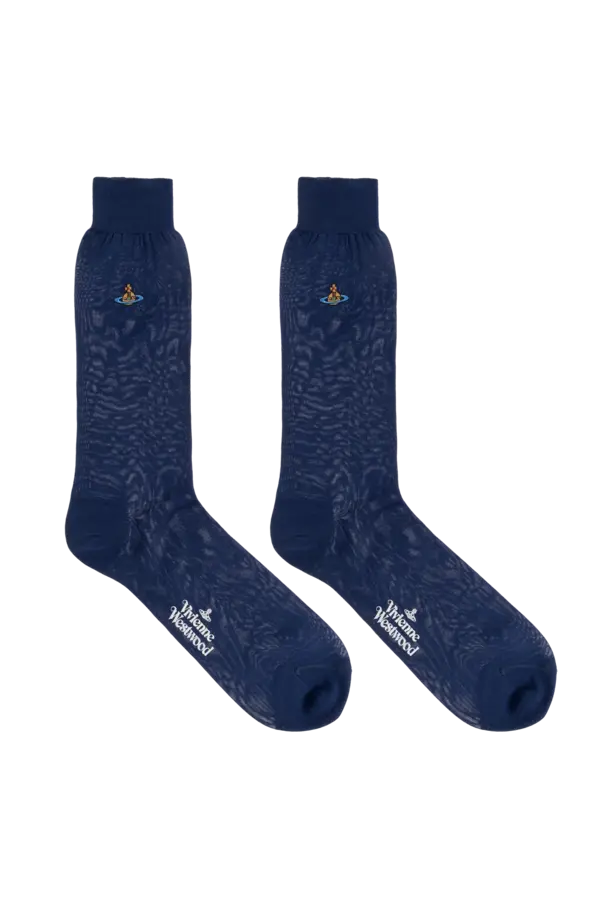 VIVIENNE WESTWOOD Cotton Logo Socks - Navy Blue
