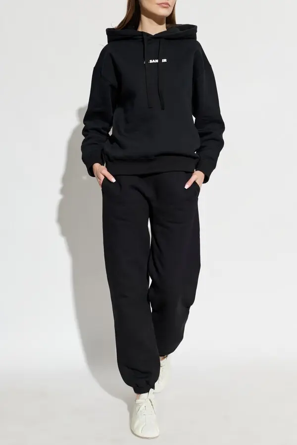 JIL SANDER Hooded Sweatshirt With Logo - Black