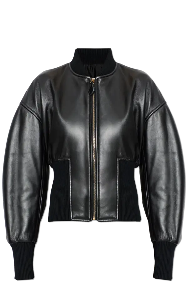 Alaïa Leather Bomber Jacket - Black