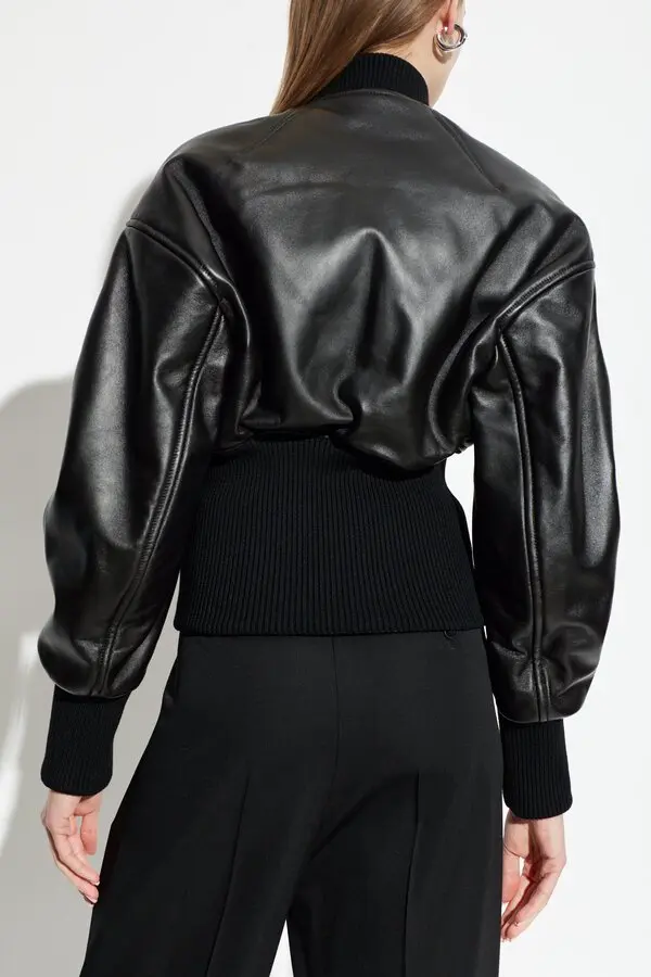 Alaïa Leather Bomber Jacket - Black