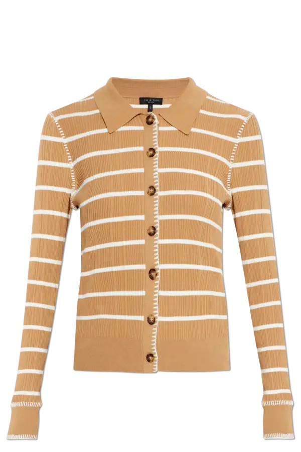 Rag & Bone Fitted Striped Cardigan - Beige