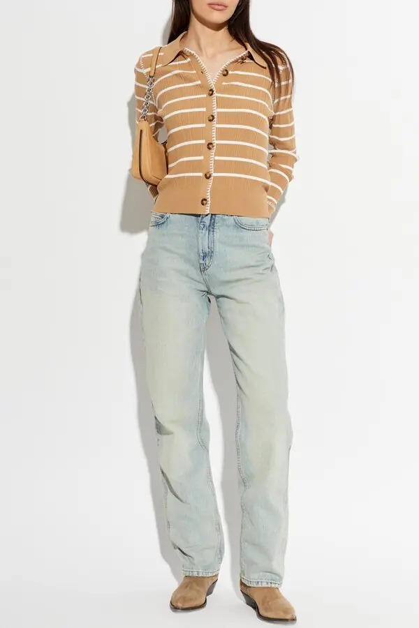 Rag & Bone Fitted Striped Cardigan - Beige