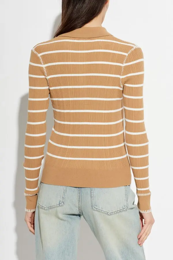 Rag & Bone Fitted Striped Cardigan - Beige