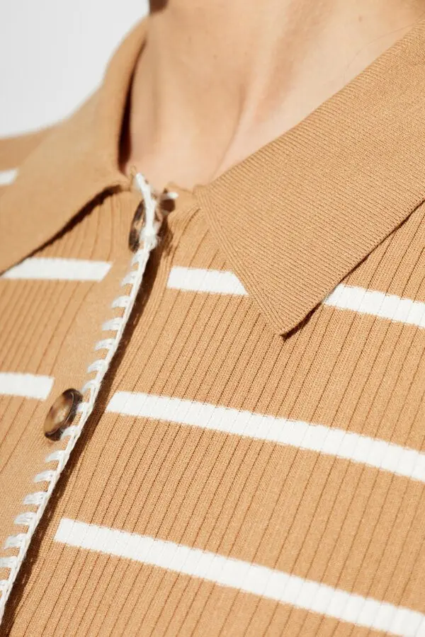Rag & Bone Fitted Striped Cardigan - Beige