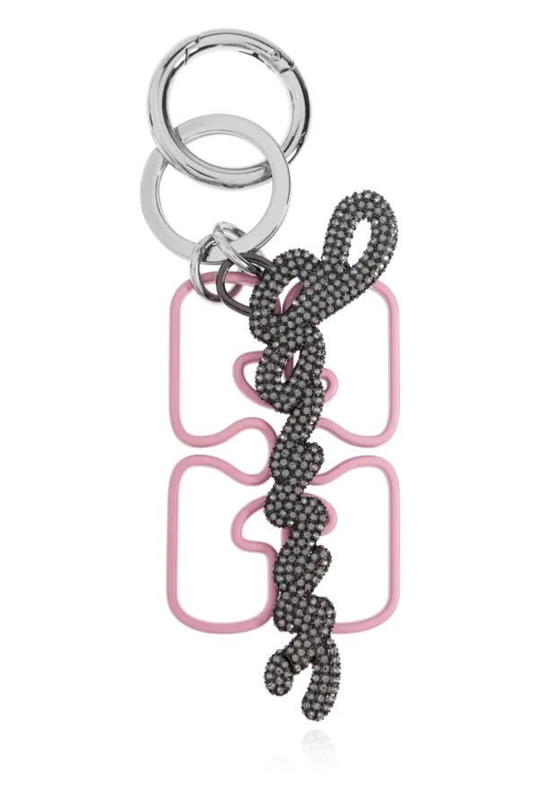 GANNI Keychain With Logo - Silver