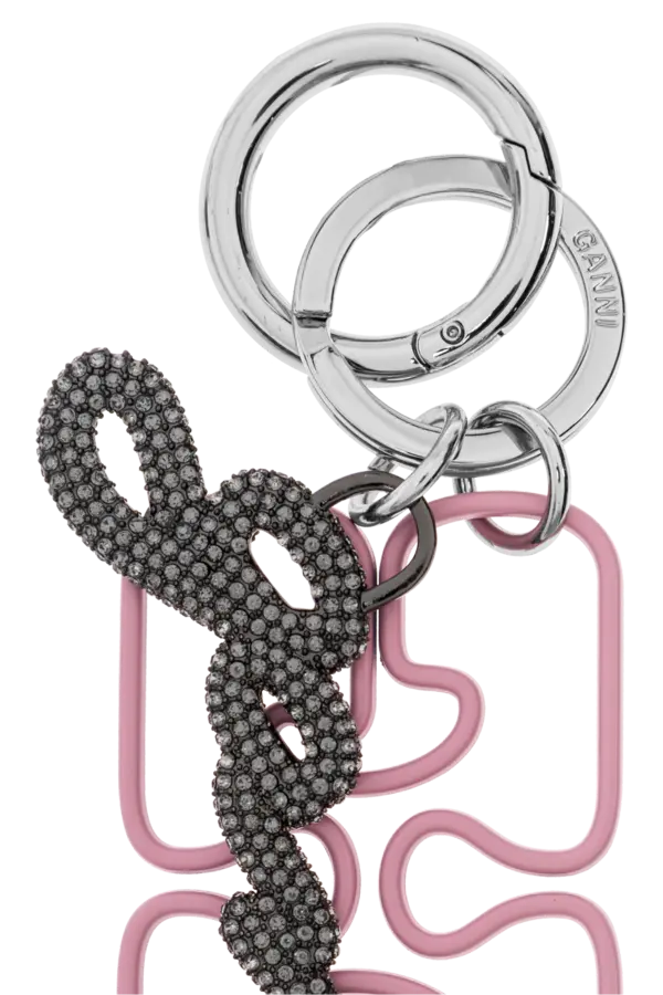 GANNI Keychain With Logo - Silver