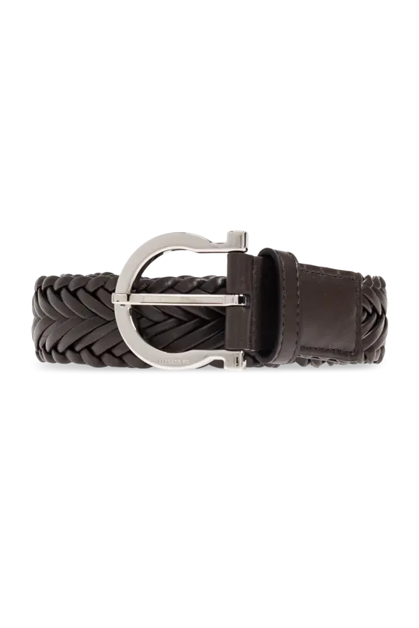 FERRAGAMO Braided Leather Belt - Brown