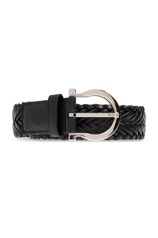 FERRAGAMO Braided Leather Belt - Black