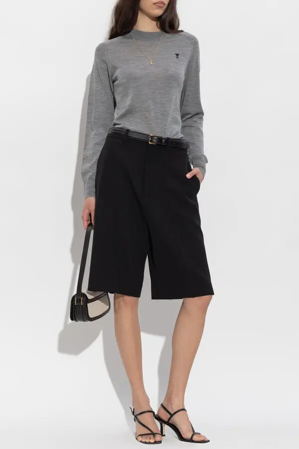 Ami Wool Sweater With Embroidered Logo