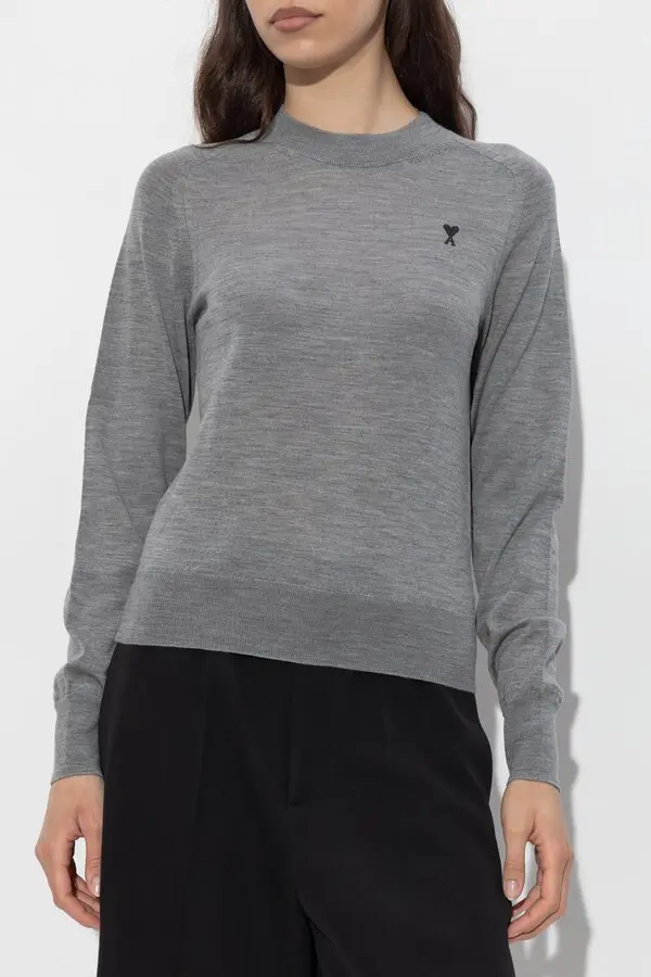 Ami Wool Sweater With Embroidered Logo
