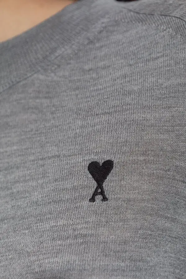 Ami Wool Sweater With Embroidered Logo