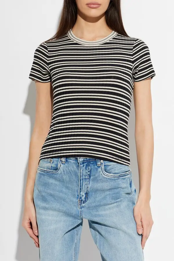 Rag & Bone Striped Pattern Top - Black