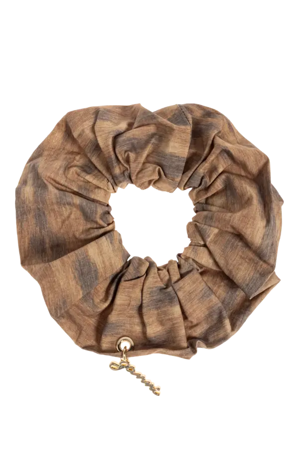 GANNI Logo Hair Scrunchie - Brown