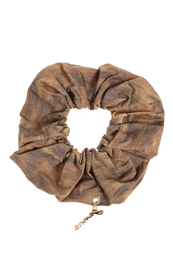 GANNI Logo Hair Scrunchie - Brown