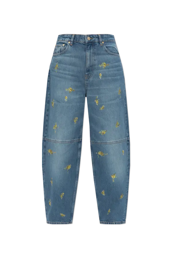 GANNI Floral Motif Jeans - Blue