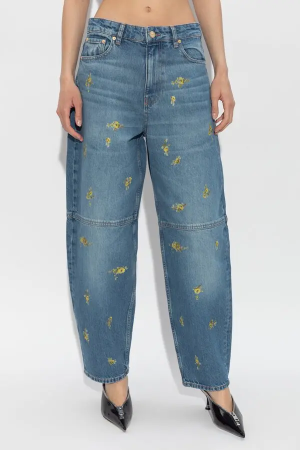 GANNI Floral Motif Jeans - Blue