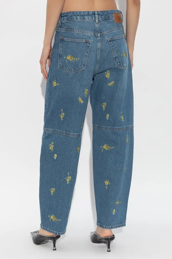 GANNI Floral Motif Jeans - Blue