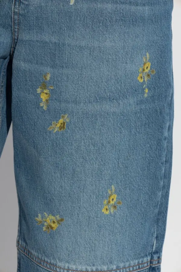 GANNI Floral Motif Jeans - Blue