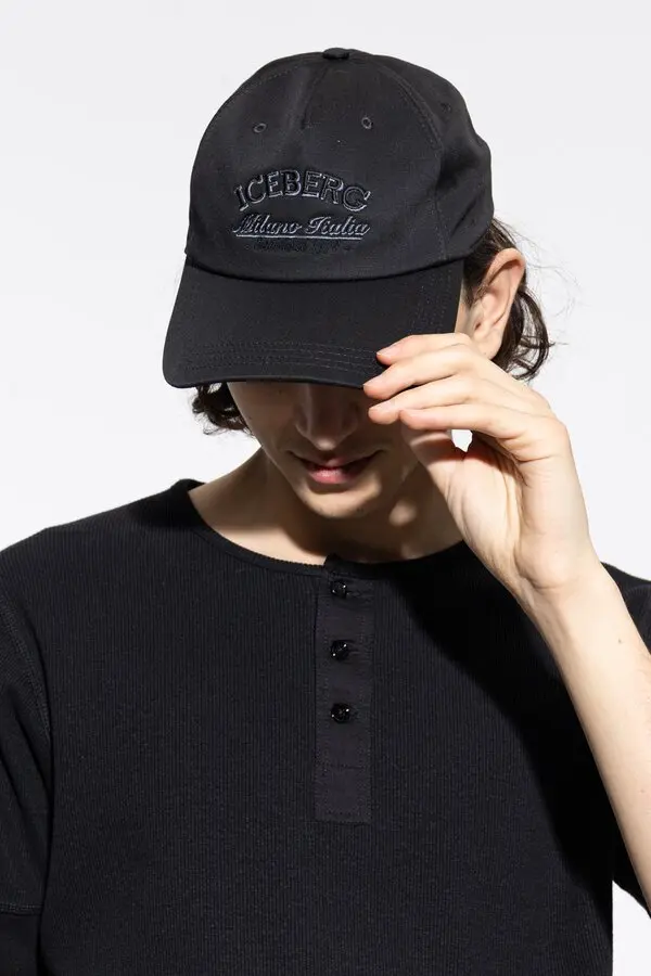 Iceberg Baseball Cap With Embossed Logo - Black
