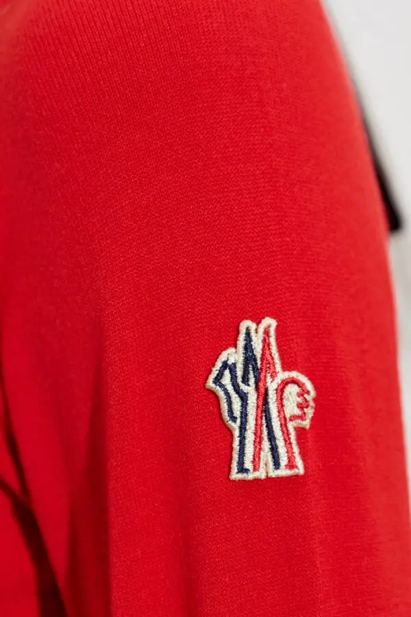 Moncler Fitted Ribbed Knit Sweatshirt - Red