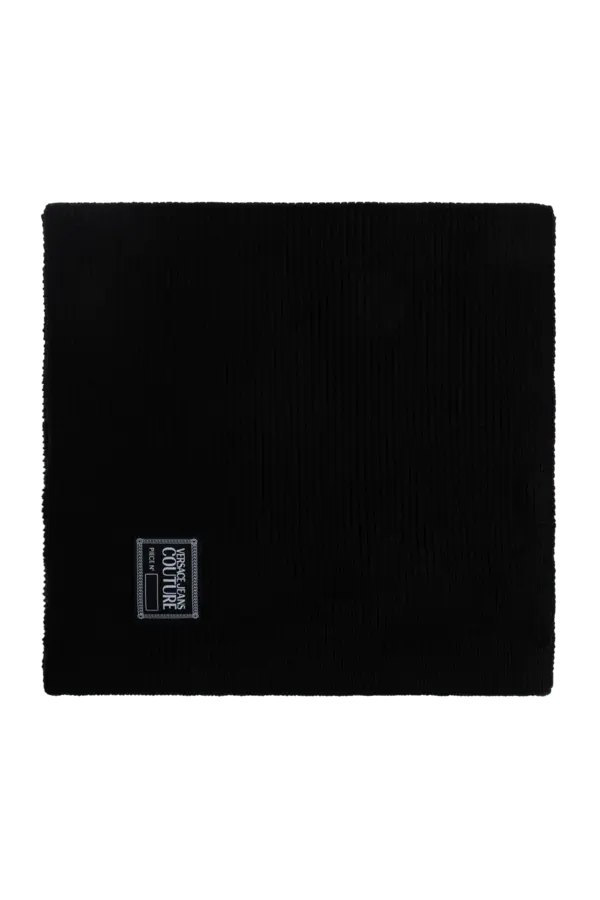 Versace Scarf With Logo Patch - Black