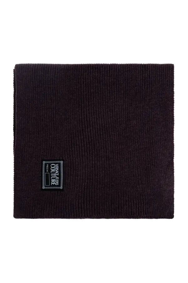 Versace Scarf With Logo Patch - Black