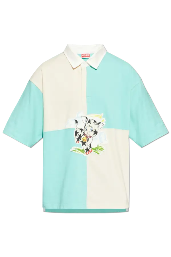 Kenzo Polo With A Colorful Patch - Blue