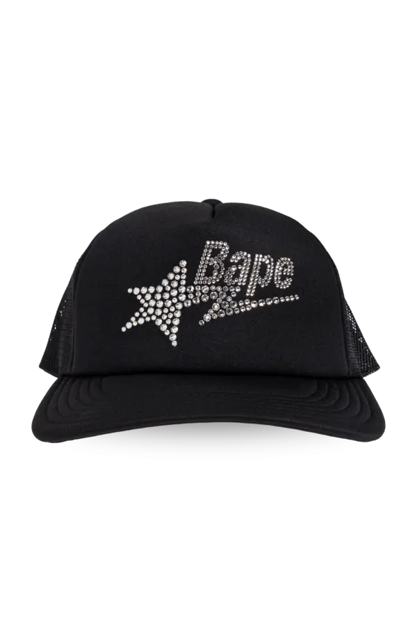 A BATHING APE Trucker Cap With Embellishments - Black