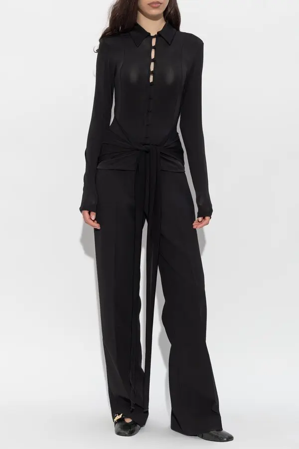 GANNI Fitted Cardigan With Tie