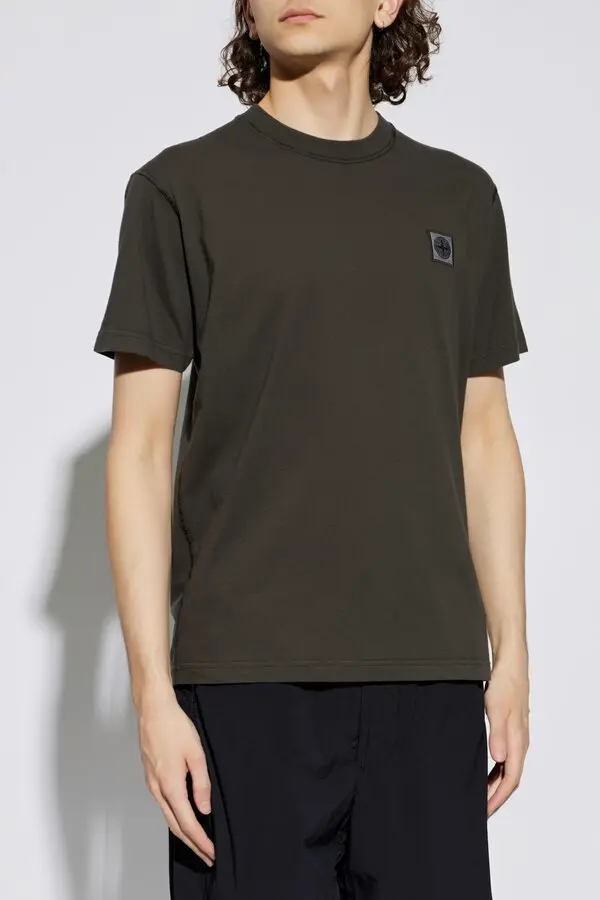 Stone Island T-shirt With Logo Patch - Black