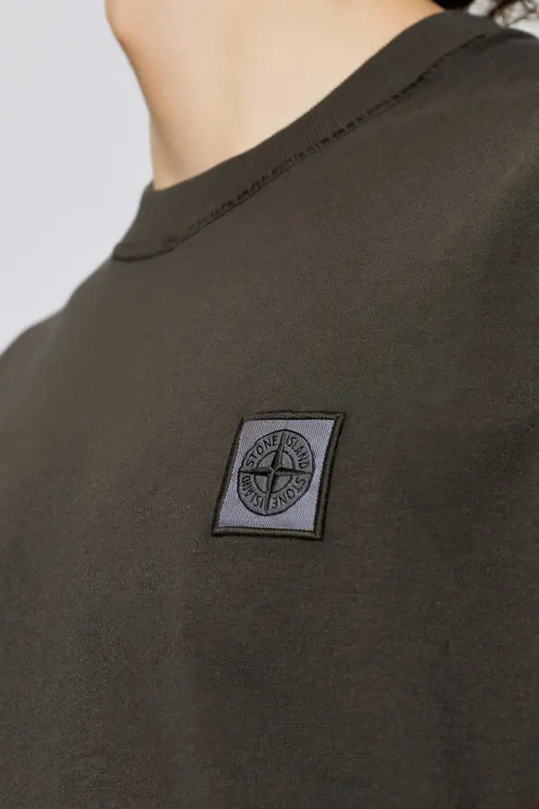 Stone Island T-shirt With Logo Patch - Black