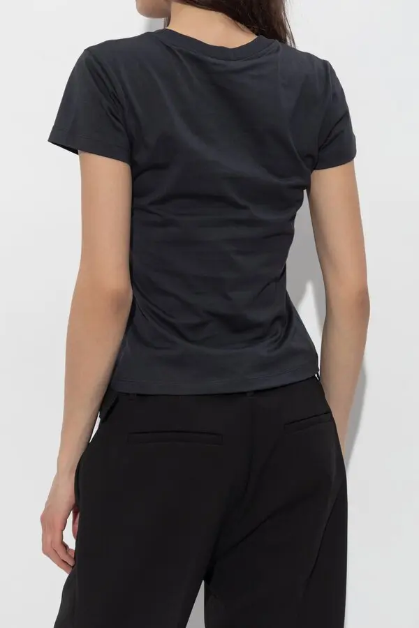 GANNI T-shirt With Embroidered Logo - Black