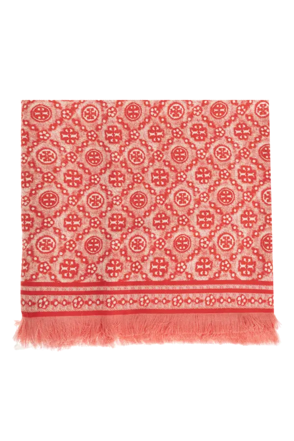 Tory Burch Scarf With Raw Edge Finish - Red