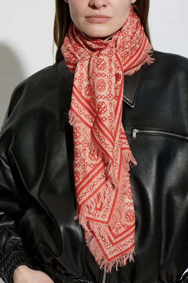 Tory Burch Scarf With Raw Edge Finish - Red