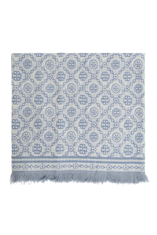 Tory Burch Scarf With Raw Edge Finish - Blue
