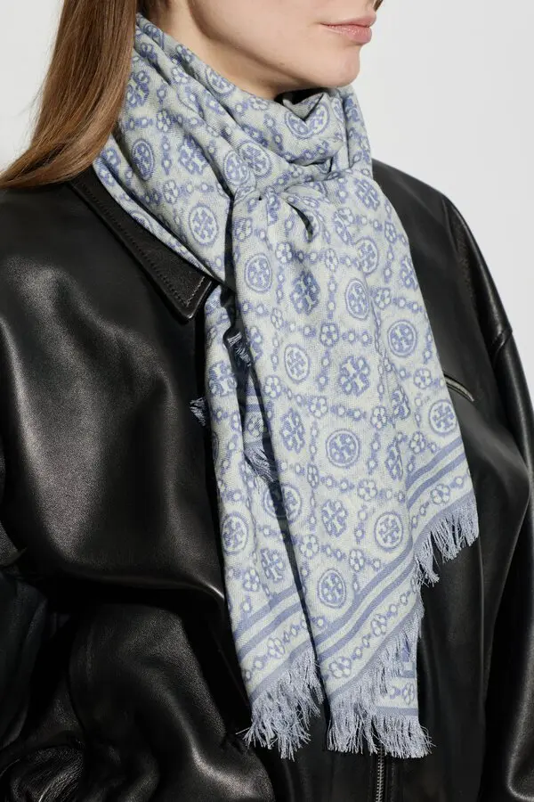 Tory Burch Scarf With Raw Edge Finish - Blue