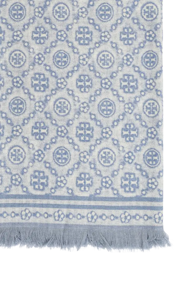 Tory Burch Scarf With Raw Edge Finish - Blue