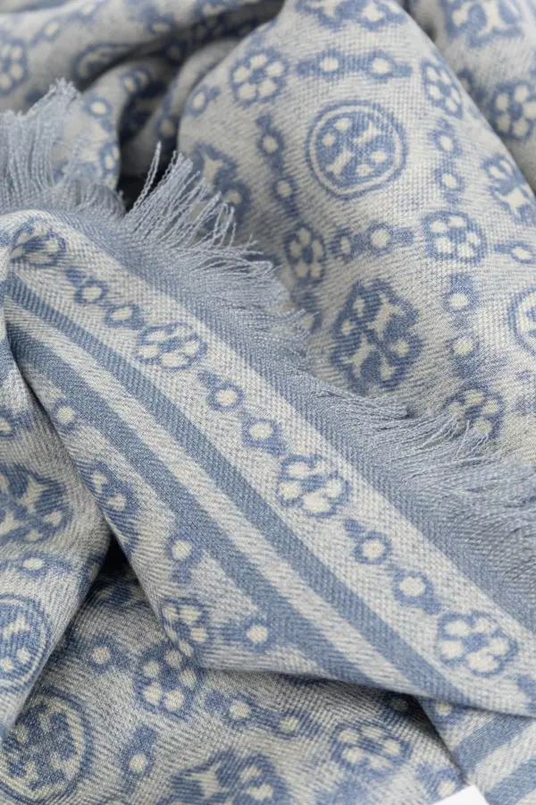Tory Burch Scarf With Raw Edge Finish - Blue