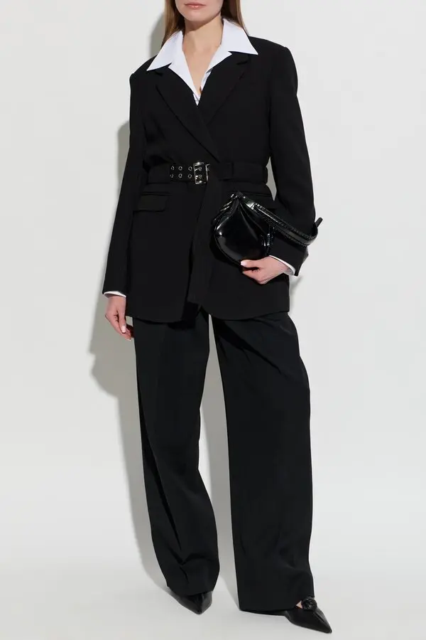 GANNI Waist-belted Blazer - Black