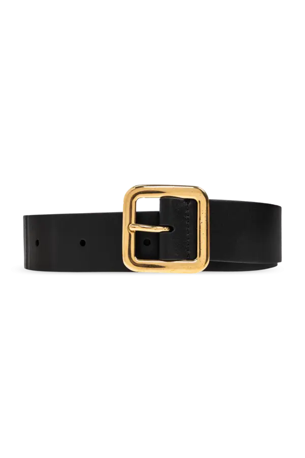 JIL SANDER Leather Belt With Gold Buckle - Black