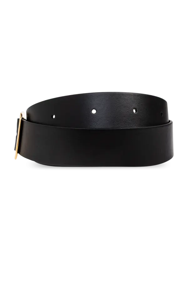 JIL SANDER Leather Belt With Gold Buckle