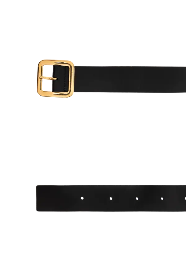 JIL SANDER Leather Belt With Gold Buckle