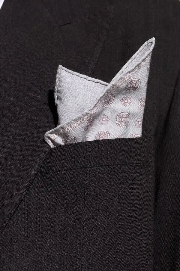 Eleventy Patterned Pocket Square - Grey