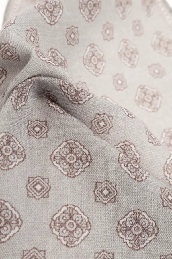 Eleventy Patterned Pocket Square - Grey
