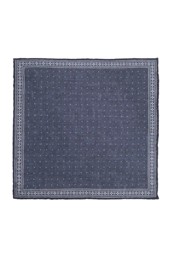 Eleventy Patterned Pocket Square - Navy Blue