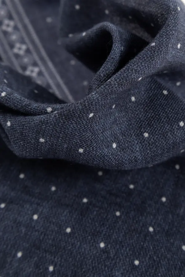 Eleventy Patterned Pocket Square - Navy Blue