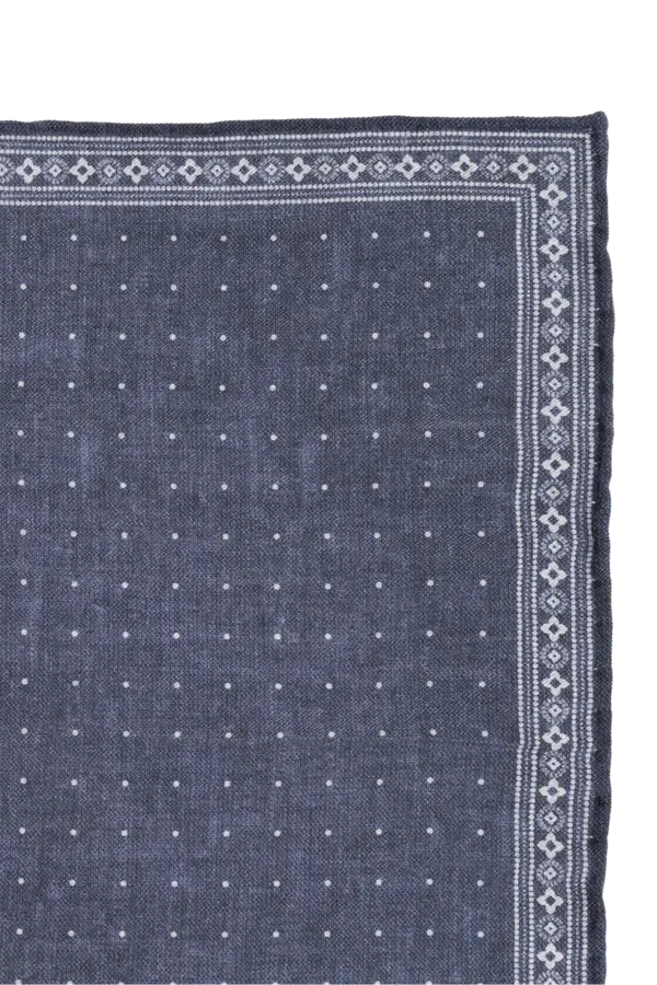 Eleventy Patterned Pocket Square - Navy Blue